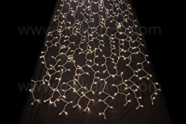 LEDイルミネーション、カーテンライト、縦横連結可能、常点、縦方向連結セット、プロ仕様(V4)、250球、電球色(イエローゴールド)